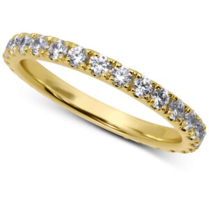 ORO LEONI 925 Sterling Silver Cz Eternity Band Ring - 14k Silver, Yellow And Rose Gold Plated (Yellow Gold, 6)