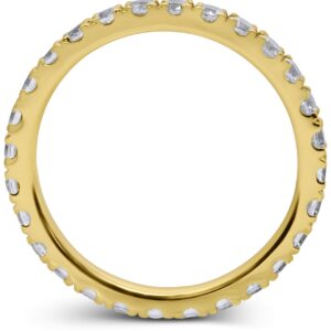 ORO LEONI 925 Sterling Silver Cz Eternity Band Ring - 14k Silver, Yellow And Rose Gold Plated (Yellow Gold, 6)