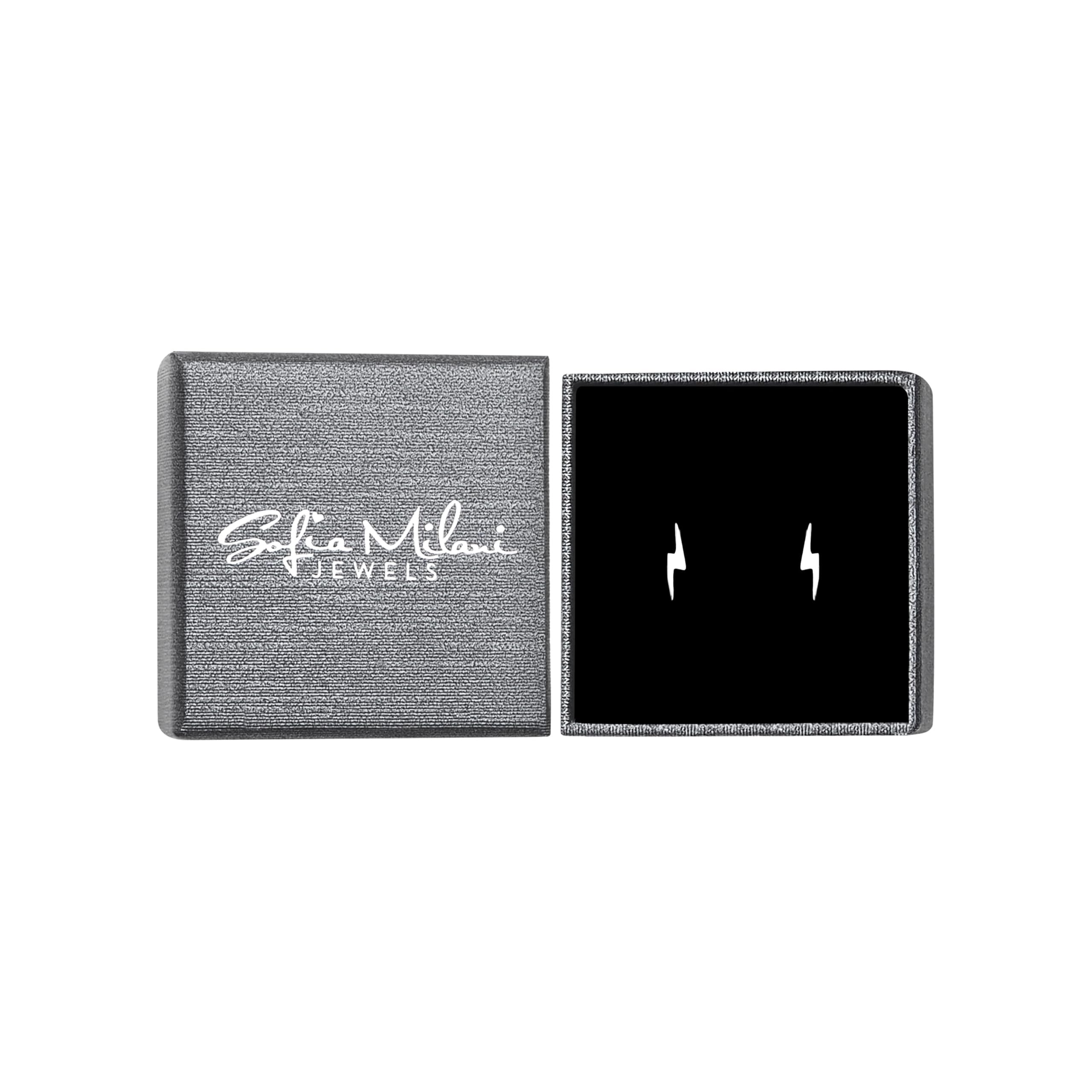 SOFIA MILANI - Solid 925 Sterling Silver Earrings for Women - Lightning Stud Earrings - 20754