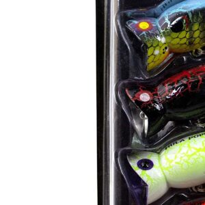 Arbogast Hula Popper 2.0 Topwater Fishing Lure with Feathered Treble Hook and Crackle Pattern Body, 2", 3/8 oz, Multi, 4-Pack