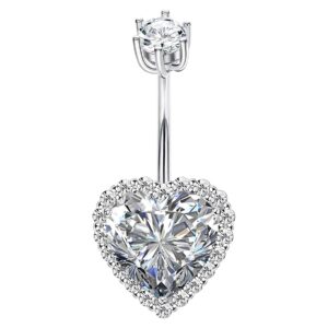 arardo 925 sterling silver 14g belly button rings clear cz navel rings body piercing jewelry luxurious heart ab0086