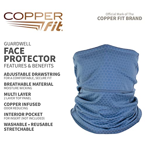 Copper Fit Unisex Adult Guardwell Face Cover and Neck Gaiter, Blue