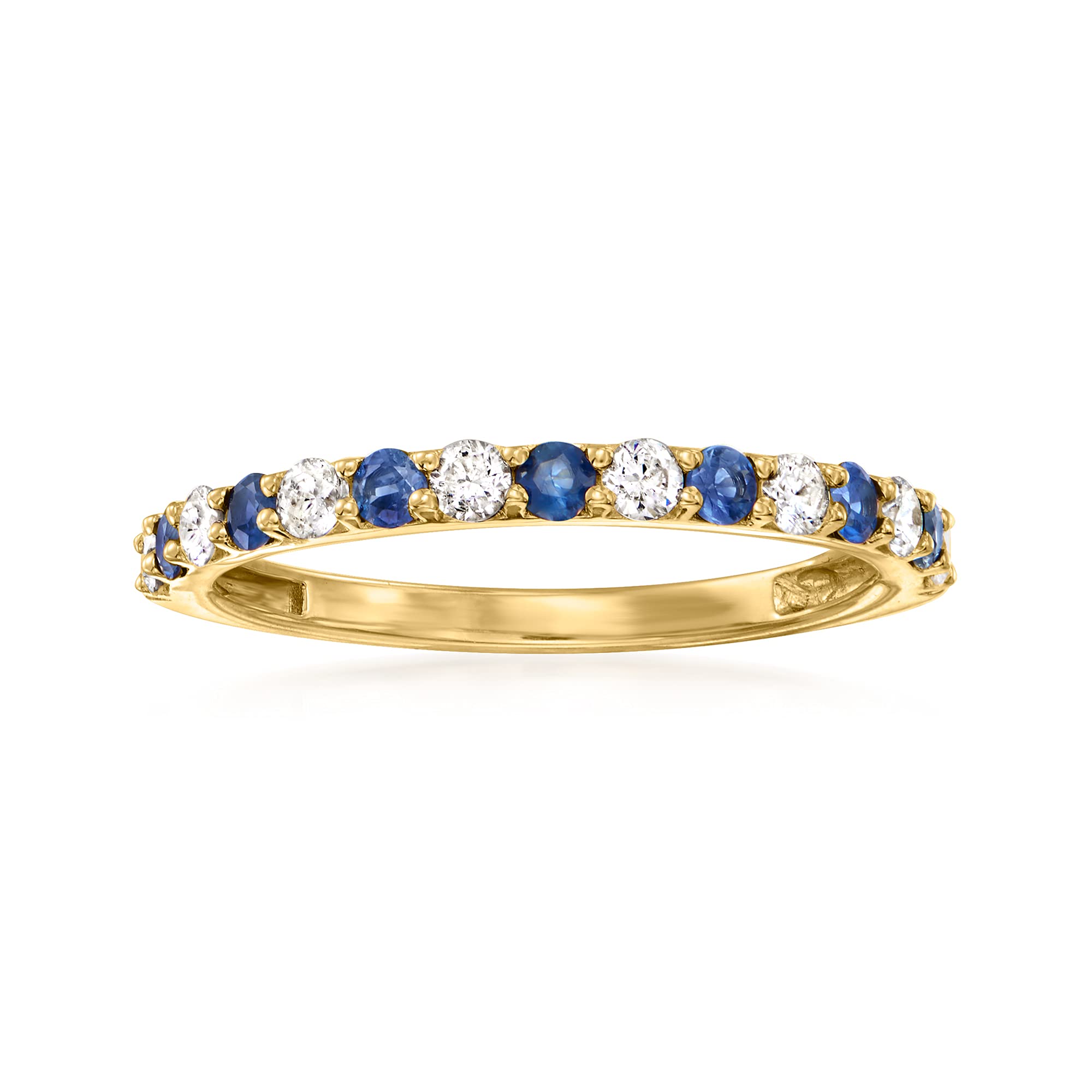 Ross-Simons 0.30 ct. t.w. Sapphire and .24 ct. t.w. Diamond Ring in 14kt Yellow Gold. Size 7