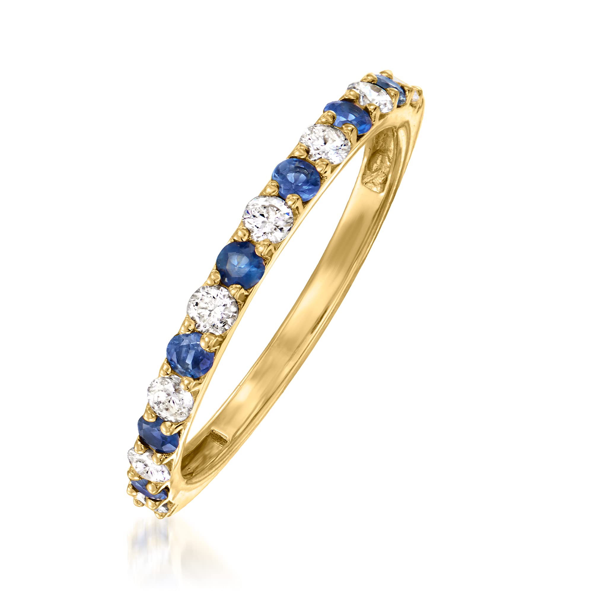 Ross-Simons 0.30 ct. t.w. Sapphire and .24 ct. t.w. Diamond Ring in 14kt Yellow Gold. Size 7