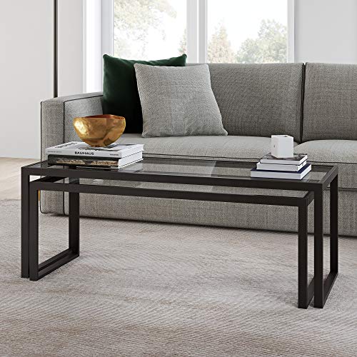 Henn&Hart Rectangular Nested Coffee Table in Blackened Bronze, Modern coffee tables for living room, studio apartment essentials