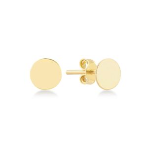 14k yellow gold round disc stud earrings | 14k solid gold simple round stud earrings for women | delicate gold earrings for women | women's 14k gold jewelry | gift for birthday