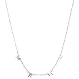 mama necklace, 925 sterling silver dainty link chain with the message mama.