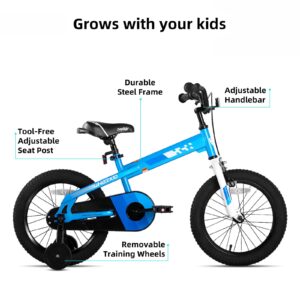 JOYSTAR Boys Bike 14 Inch Kids Bike with Training Wheels for Ages 3 4 5 Years Old Boys and Girls, Toddler Bike with Handbrake for Early Rider, Blue