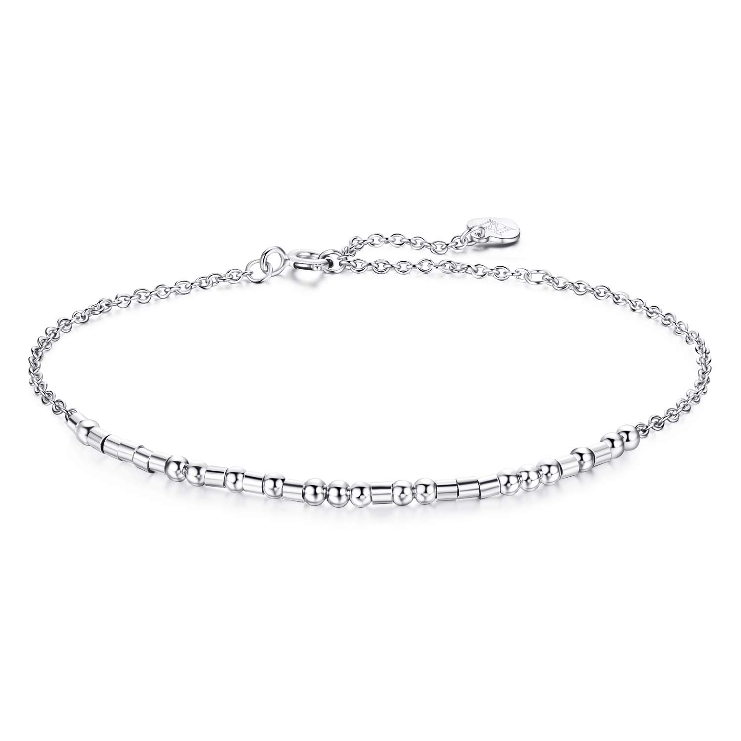 NINAMAID Morse Code S925 Sterling Silver Bracelet for Women Beads Jewelry Mother inspirational Bracelet Birthday Gifts for Mom women (You are Loved)