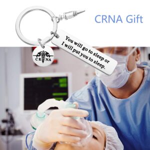 FOTAP CRNA Gift Nurse Anesthetist Gift You Will Go To Sleep Or I Will Put You To Sleep Keychain Anesthesiologist Gift Nurse Graduation Gift (CRNA Sleep Keychain)