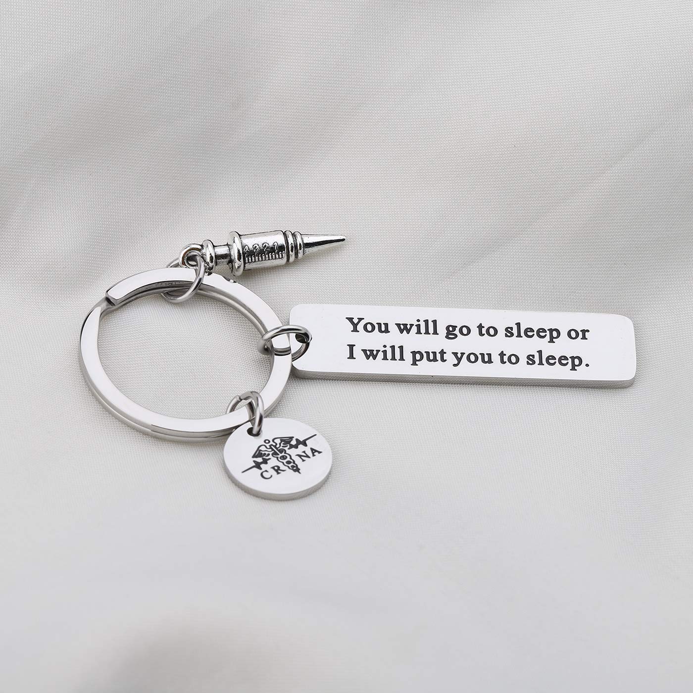 FOTAP CRNA Gift Nurse Anesthetist Gift You Will Go To Sleep Or I Will Put You To Sleep Keychain Anesthesiologist Gift Nurse Graduation Gift (CRNA Sleep Keychain)