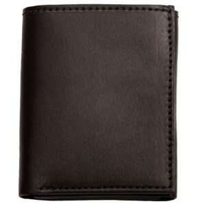 premium full grain bridle leather men’s trifold wallet with id window – black - made in usa