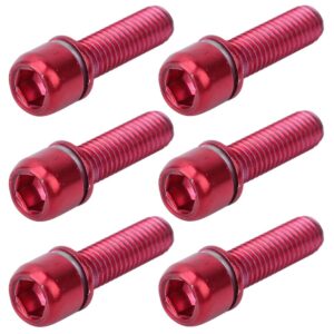 life stem screw, bike ti-alloy stem screw bolt steering handlebar parts with spacer accessory kit(red)