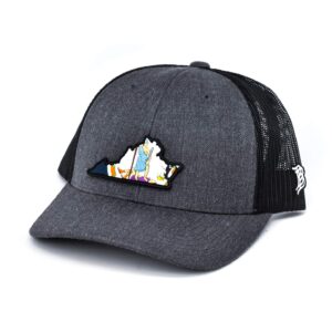 Branded Bills 'The 10 PVC' Virginia Patch Hat Curved Trucker - One Size Fits All (Charcoal/Black)