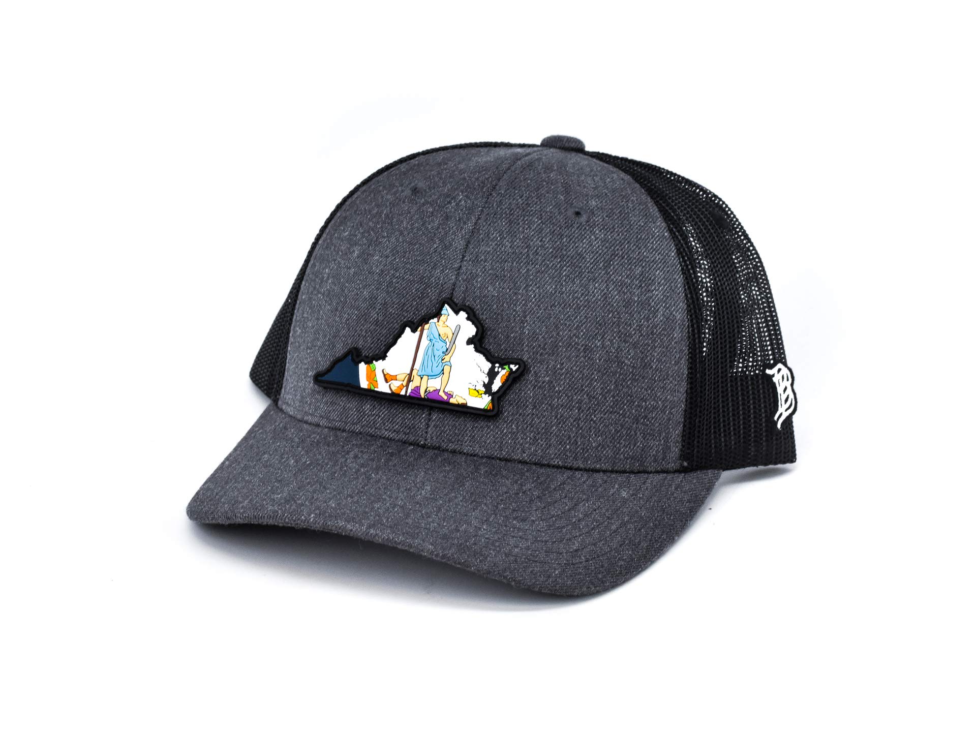 Branded Bills 'The 10 PVC' Virginia Patch Hat Curved Trucker - One Size Fits All (Charcoal/Black)