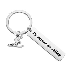 gzrlyf i'd rather be skiing keychain funny skiing gifts for skier ski lovers ski coach gift (keychain)