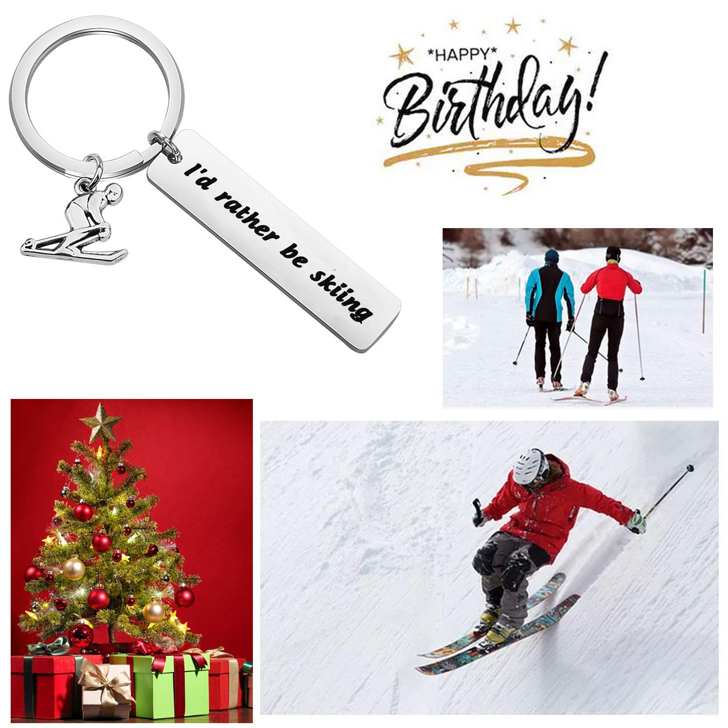 Gzrlyf I'd Rather be Skiing Keychain Funny skiing Gifts for Skier Ski Lovers Ski Coach Gift (Keychain)