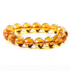 muko gemstone 14mm natural citrine quartz yellow clear round beads bracelet crystal women men aaaaa