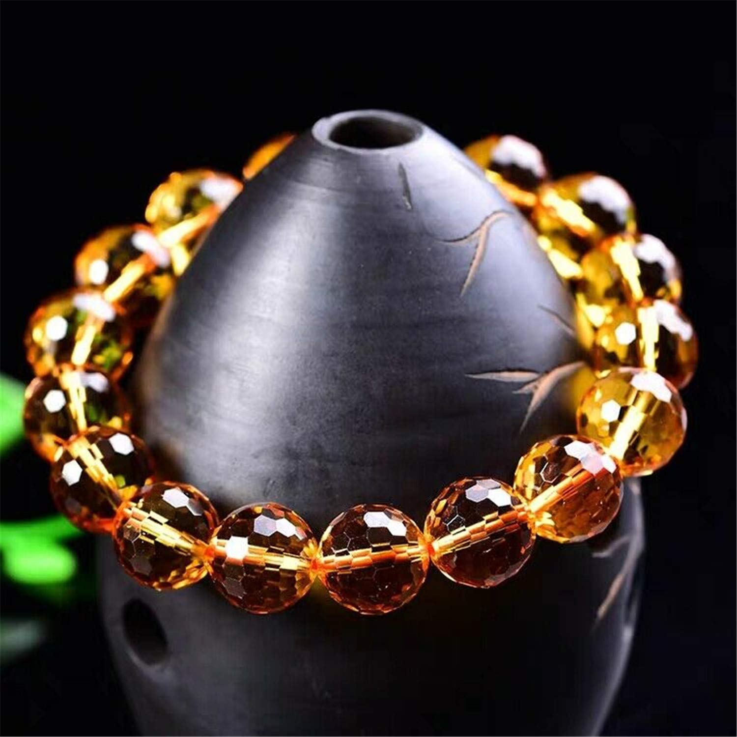 Muko Gemstone 14mm Natural Citrine Quartz Yellow Clear Round Beads Bracelet Crystal Women Men AAAAA