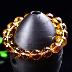 Muko Gemstone 8mm Natural Citrine Quartz Yellow Clear Faceted Beads Bracelet Crystal Women Men AAAAA