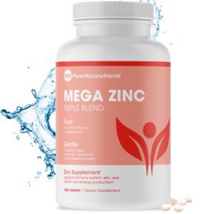 mega zinc supplement, 50mg - 3-in-1 zinc complex - 100 tablets - pure micronutrients