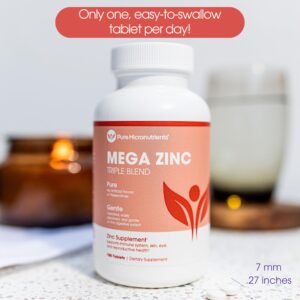 Mega Zinc Supplement, 50mg - 3-in-1 Zinc Complex - 100 Tablets - Pure Micronutrients