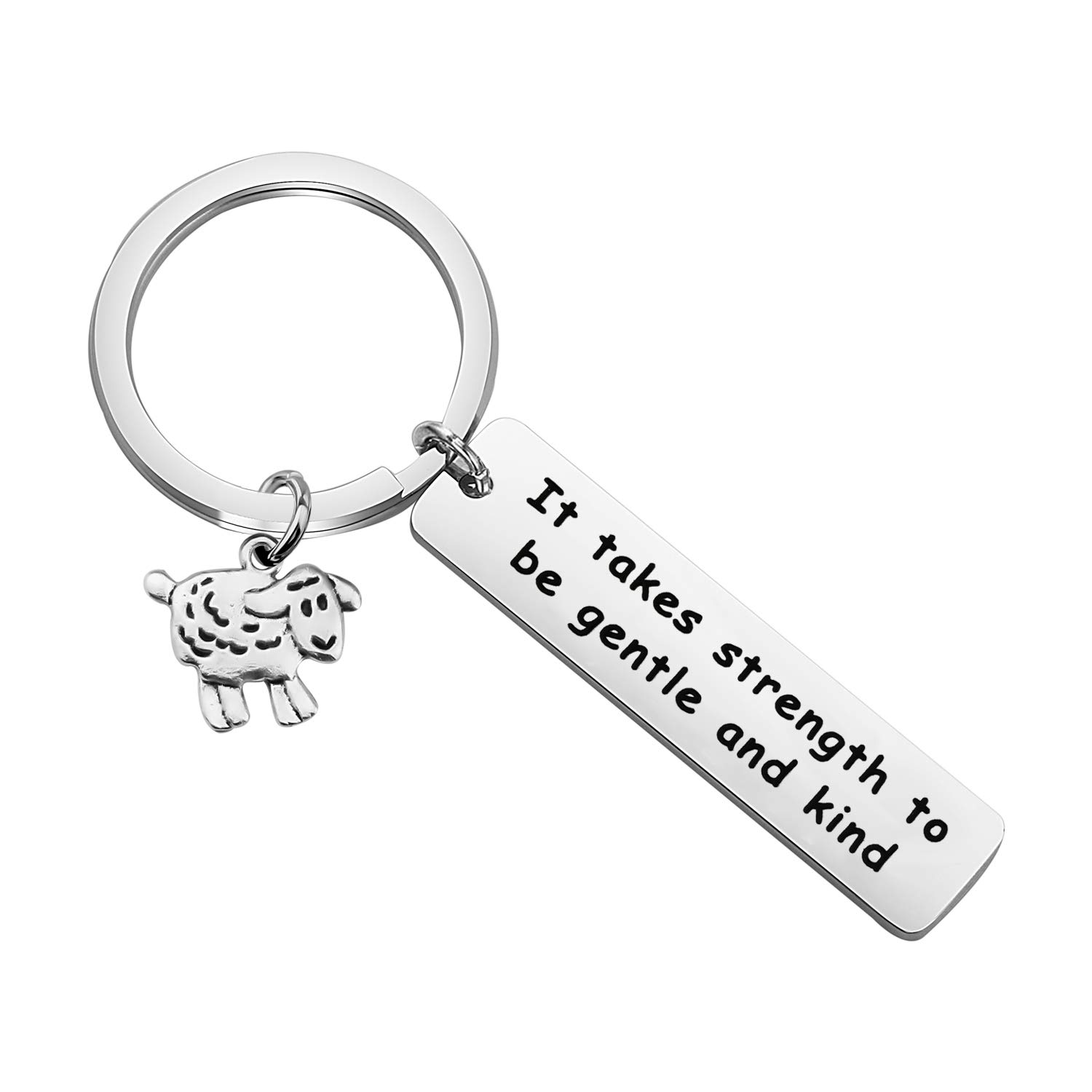 ENSIANTH Herbivore Keychain Vegetarian Jewelry Animal Sheep Gift Sheep Lover Gift It Takes Strength to Be Gentle And Kind Vegan Gift (sheep key)