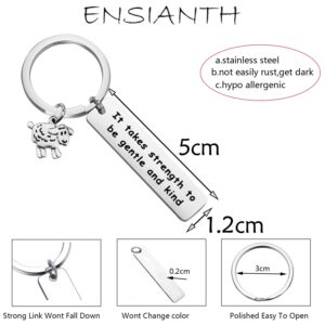 ENSIANTH Herbivore Keychain Vegetarian Jewelry Animal Sheep Gift Sheep Lover Gift It Takes Strength to Be Gentle And Kind Vegan Gift (sheep key)