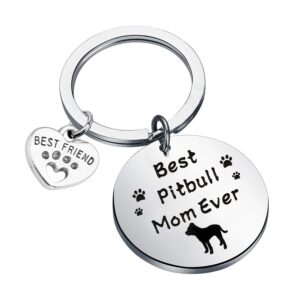 fustmw dog owner gifts best pitbull mom ever keychain dog lover gifts paw print jewelry pet owner rescue gift (best pitbull mom)