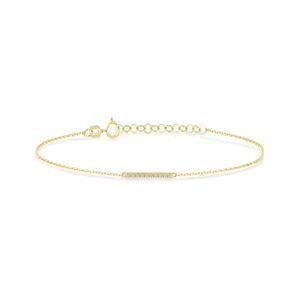 gelin diamond bar bracelet for women | 14k solid gold pave diamond bracelet | adjustable 6" to 7"