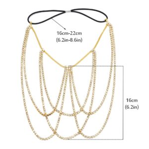 Dresbe Boho Rhinestones Leg Chain Layered Body Chains Ballerina Thigh Chain Party Bikini Body Jewelry Accessories for Women and Girls (Gold)