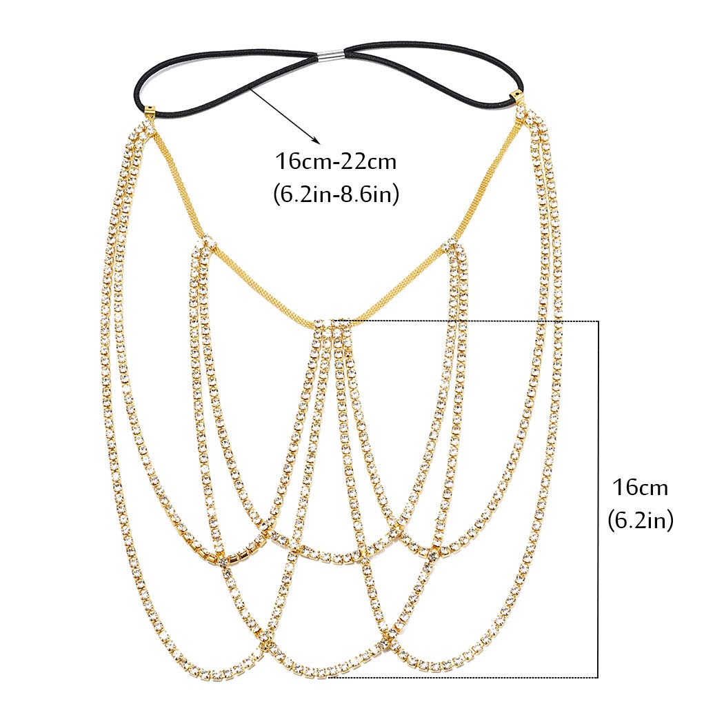 Dresbe Boho Rhinestones Leg Chain Layered Body Chains Ballerina Thigh Chain Party Bikini Body Jewelry Accessories for Women and Girls (Gold)