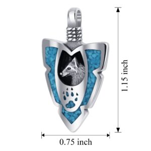 Arrowhead Turquoise Gemstone with Wolf Paw and Claw Southwestern Style 925 Sterling Silver Pendant for Women