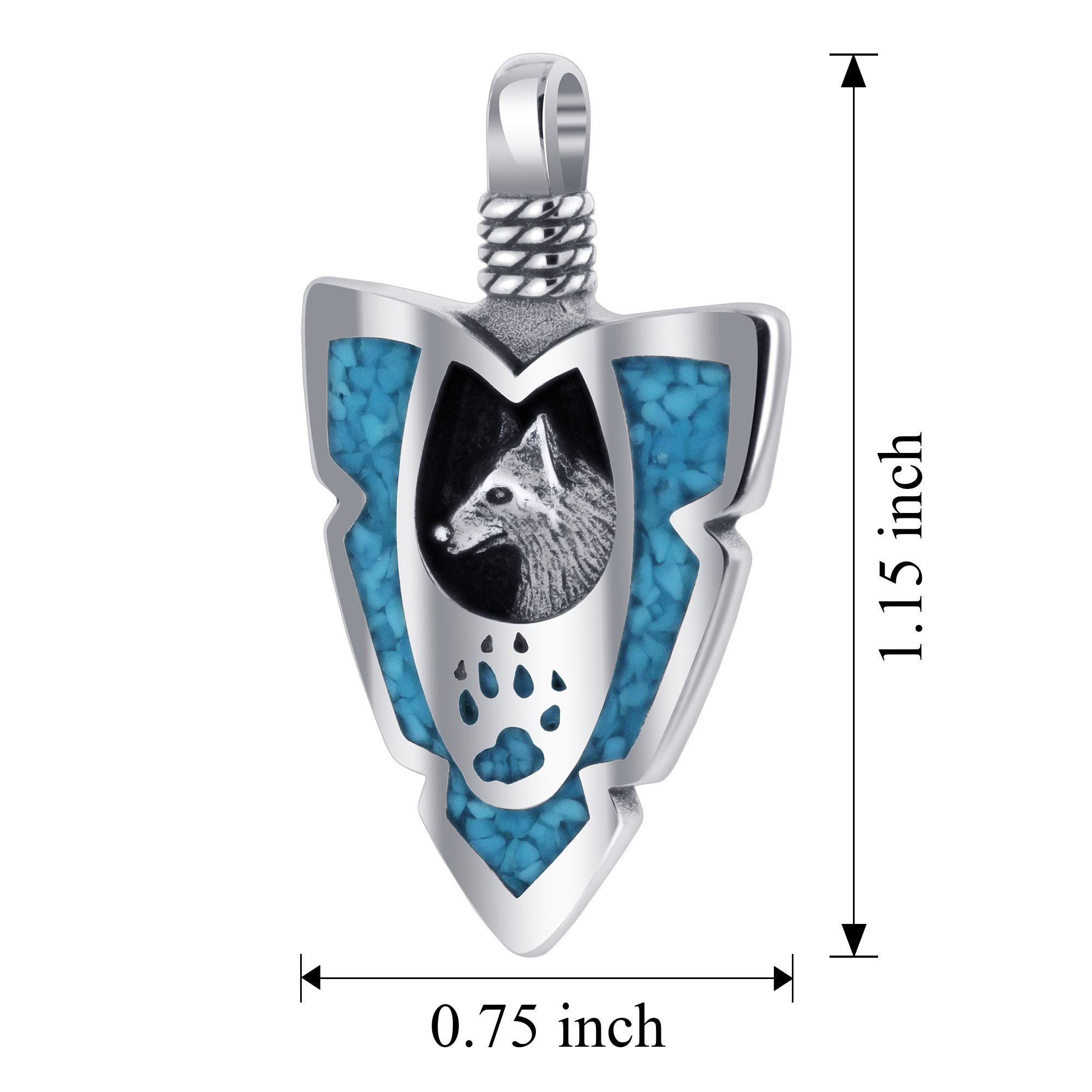 Arrowhead Turquoise Gemstone with Wolf Paw and Claw Southwestern Style 925 Sterling Silver Pendant for Women