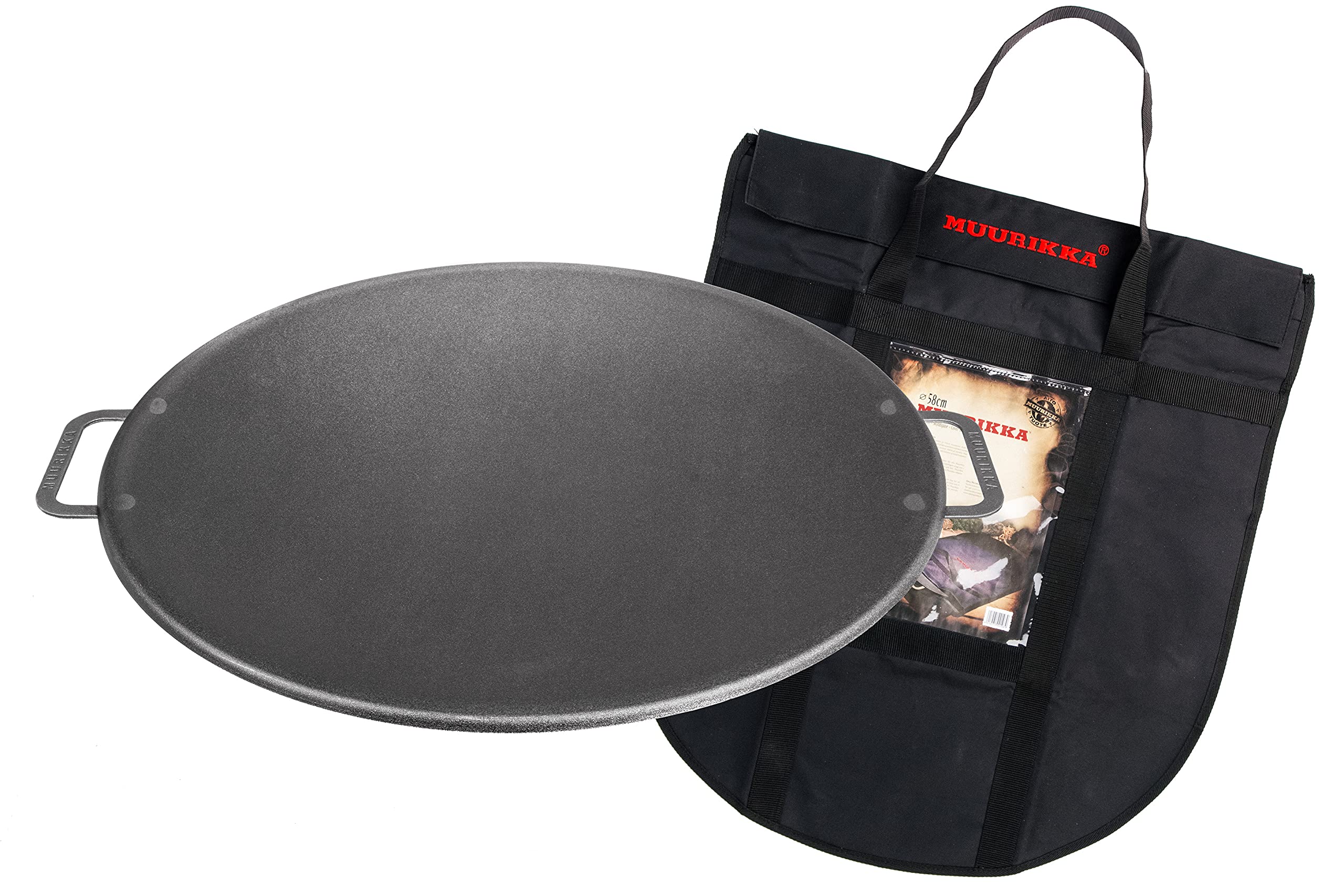 Muurikka Grill Pan 58 cm with Protective Bag, Outdoor Pan, Fire Pan Made of Robust Rolled Steel for Campfire & Grill