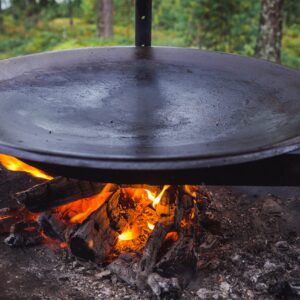 Muurikka Grill Pan 58 cm with Protective Bag, Outdoor Pan, Fire Pan Made of Robust Rolled Steel for Campfire & Grill