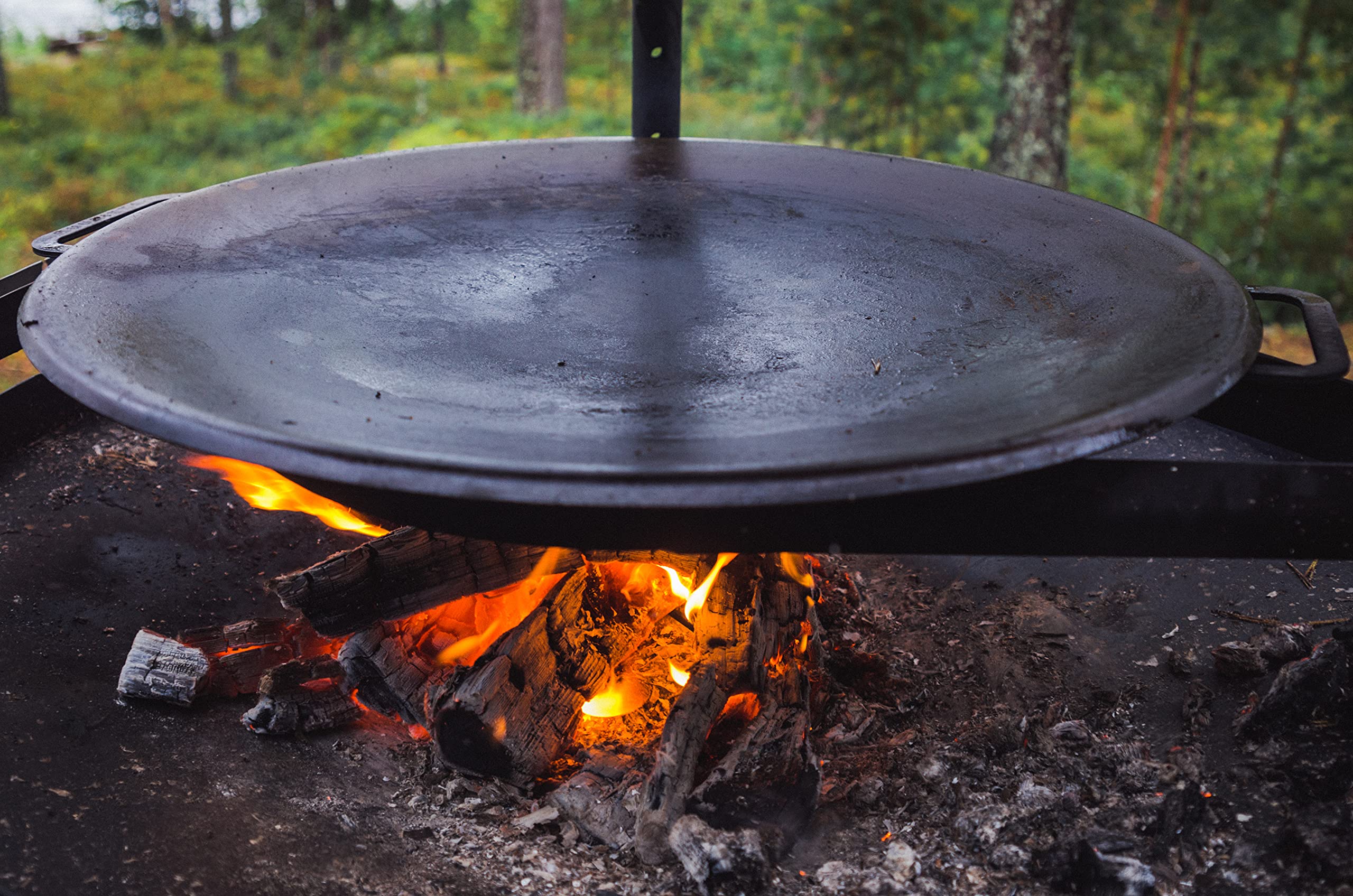 Muurikka Grill Pan 58 cm with Protective Bag, Outdoor Pan, Fire Pan Made of Robust Rolled Steel for Campfire & Grill