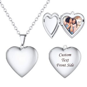 u7 stainless steel locket necklace that hold picture women mens personalized gift heart pendant photo image necklaces, mothers day/lover/friends/couple jewelry