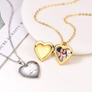 U7 Stainless Steel Locket Necklace that Hold Picture Women Mens Personalized Gift Heart Pendant Photo Image Necklaces, Mothers Day/Lover/Friends/Couple Jewelry