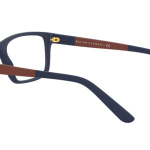 Polo Ralph Lauren Men's PH2212 Rectangular Prescription Eyewear Frames, Matte Navy Blue/Demo Lens, 55 mm