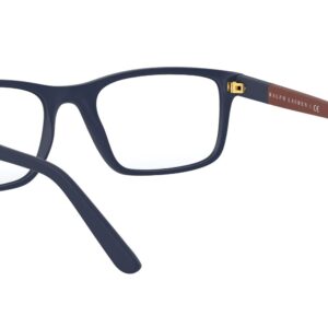 Polo Ralph Lauren Men's PH2212 Rectangular Prescription Eyewear Frames, Matte Navy Blue/Demo Lens, 55 mm