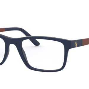 Polo Ralph Lauren Men's PH2212 Rectangular Prescription Eyewear Frames, Matte Navy Blue/Demo Lens, 55 mm