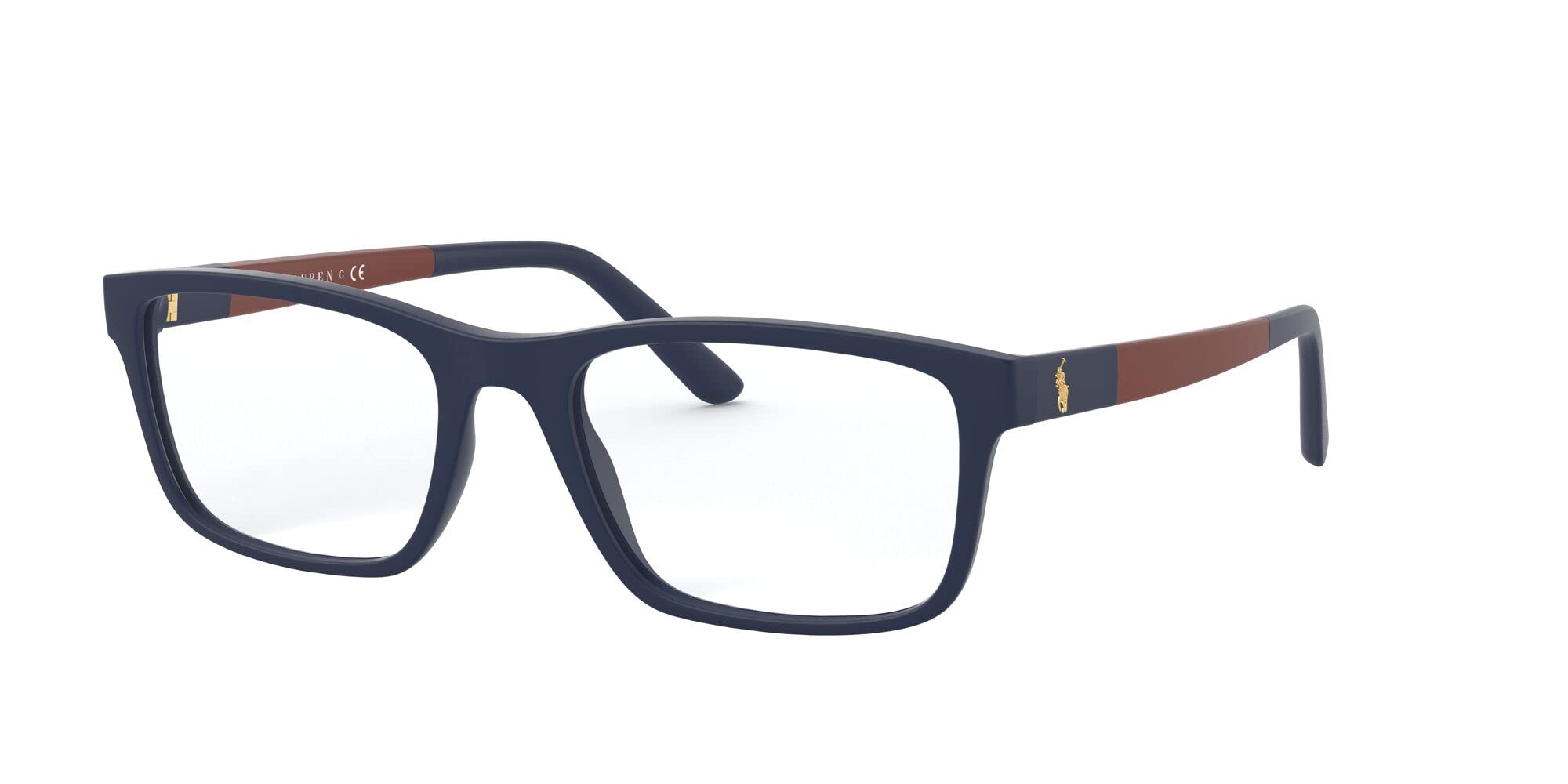 Polo Ralph Lauren Men's PH2212 Rectangular Prescription Eyewear Frames, Matte Navy Blue/Demo Lens, 55 mm