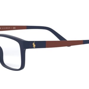 Polo Ralph Lauren Men's PH2212 Rectangular Prescription Eyewear Frames, Matte Navy Blue/Demo Lens, 55 mm