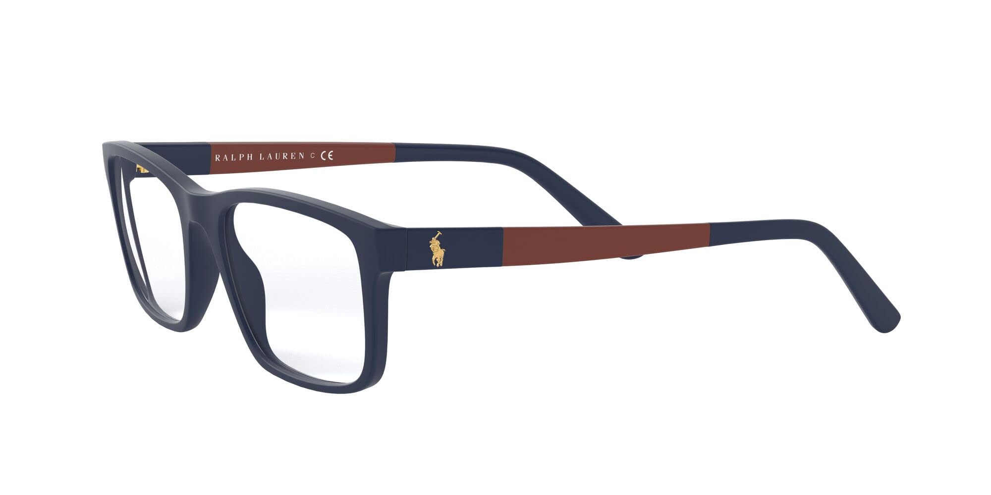 Polo Ralph Lauren Men's PH2212 Rectangular Prescription Eyewear Frames, Matte Navy Blue/Demo Lens, 55 mm