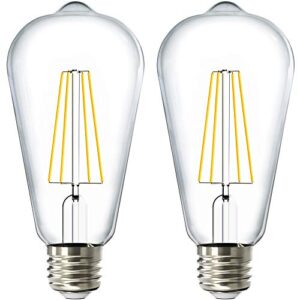 sunco 2 pack dusk to dawn light bulbs led edison 2700k soft white, cri90 7w equivalent 60w, vintage style st64 extra bright automatic bulb, 800 lumens, e26 base, light sensing outdoor ul