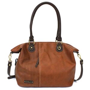 chala laser cut crossbody shoulder bag tote bag faux leather brown (handbag only)