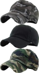 solid cap 3 pack - black, black camo, camo (distressed)