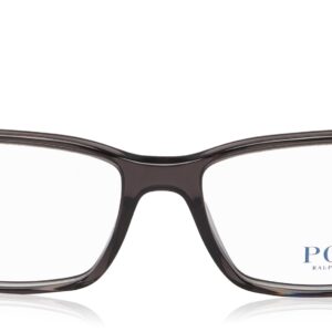 Polo Ralph Lauren Men's PH2123 Rectangular Prescription Eyewear Frames, Shiny Transparent Grey/Demo Lens, 58 mm