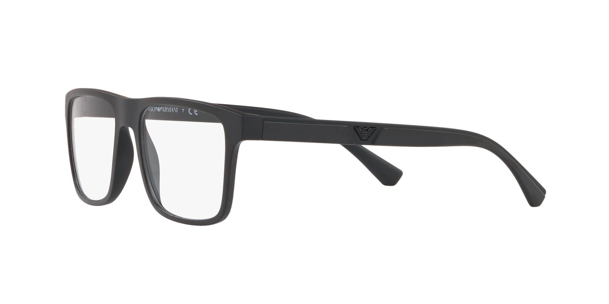 Emporio Armani Men's EA4115F Low Bridge Fit Prescription Eyewear Frames with Two Interchangeable Sun Clip-Ons Rectangular, Matte Black/Clear/Light Grey/Dark Grey, 54 mm